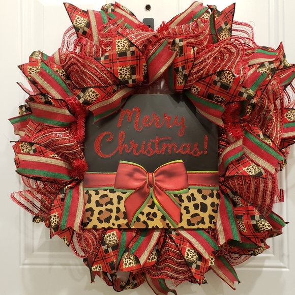 Hand Crafted | Holiday | Leopard Print Holiday Wreath | Poshmark
